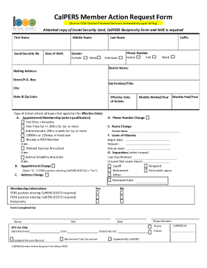 Fillable Online CalPERS Member Action Request Form Fax Email Print ...