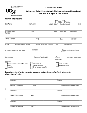 Fillable Online Application Check List - UCSF Hematology and Oncology ...