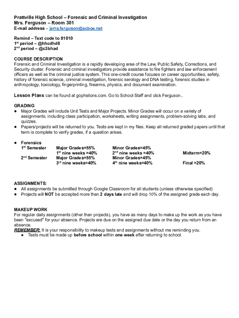 Fillable Online Forensics Syllabus - Connect Suite Fax Email Print - pdfFiller