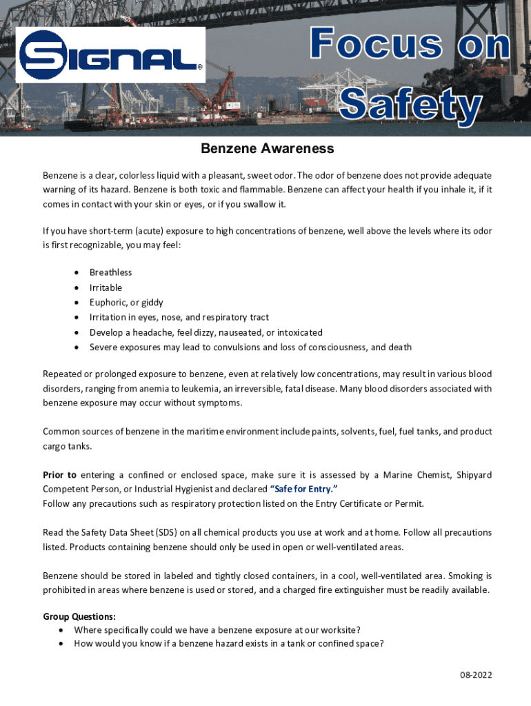 Fillable Online Benzene - Hazardous Substance Fact Sheet Fax Email ...