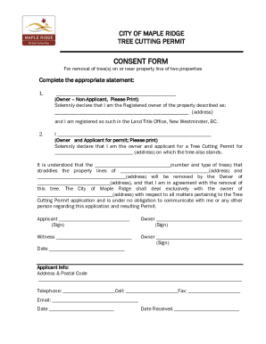 Fillable Online city of maple ridge tree cutting permit - consent form ...