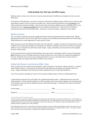 Fillable Online Understanding Your Visit Type and Office Copays ...