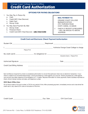 Fillable Online Credit Card Authorization Form (PDF) Fax Email Print ...