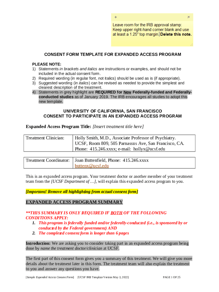 Individual Patient Expanded Access Consent Template - irb ucsf Doc ...