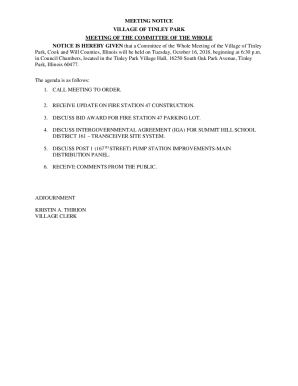 Fillable Online NOTICE OF THE REGULAR COMMITTEE OF THE WHOLE ... Fax ...