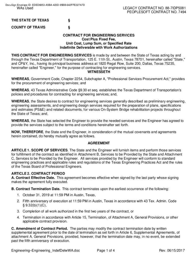 Fillable Online WAs Used LEGACY CONTRACT NO. 88-7IDP5081 PEOPLESOFT ...