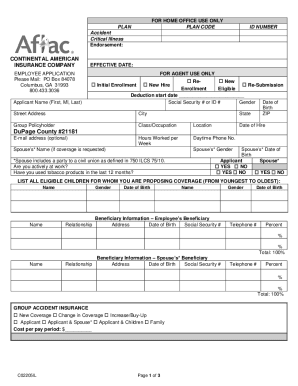 Fillable Online Critical Illness Claim Form - Aflac Group Insurance Fax ...