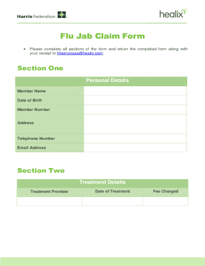 Fillable Online Flu Jab Claim Form Fax Email Print - pdfFiller