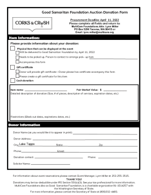 Fillable Online MultiCare Good Samaritan Foundation Fax Email Print ...