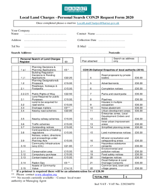 Fillable Online Local Land Charges Personal Search CON29 Request Form ...