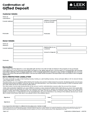 Fillable Online Mortgage Gifted Deposit and/or Equity form Fax Email ...