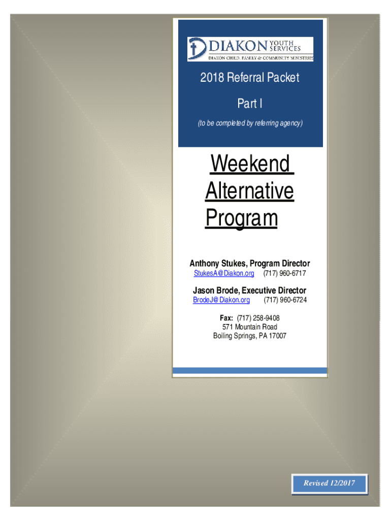 Fillable Online Weekend Alternative Program Fax Email Print - pdfFiller