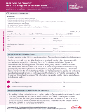 Fillable Online FREEDOM OF CHOICETM Free Trial Program Enrollment Form ...