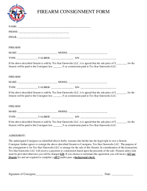 Fillable Online FIREARM CONSIGNMENT FORM Fax Email Print - pdfFiller