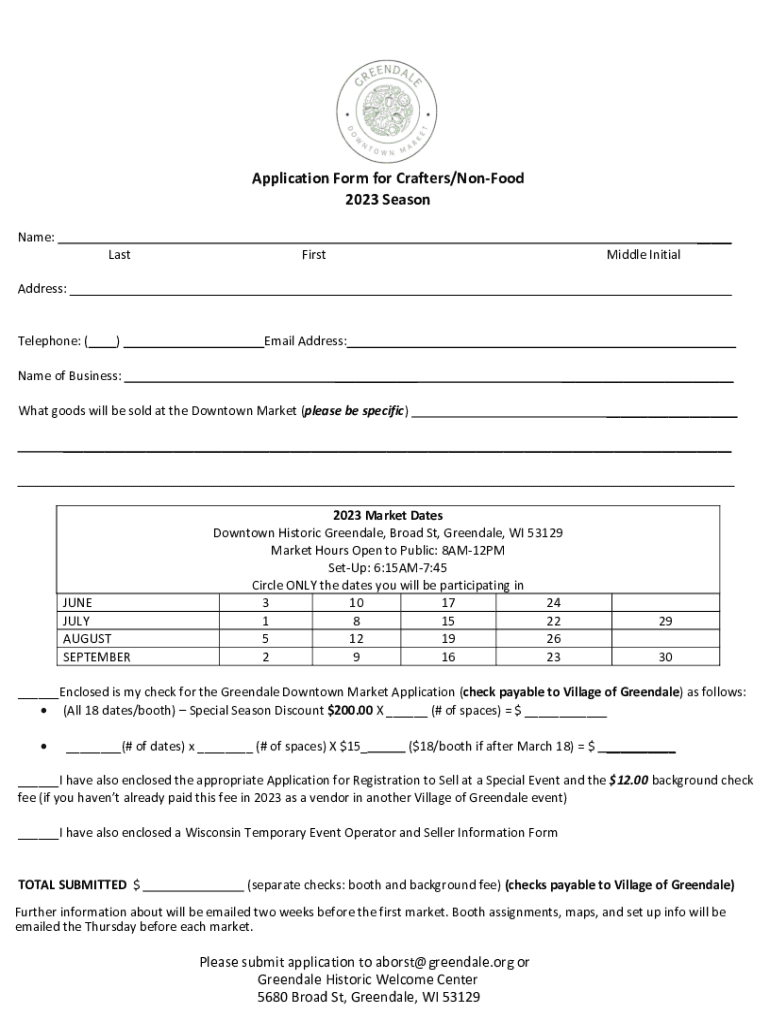 Fillable Online Vendor Application Form - Downtown Mesquite Fax Email Print - pdfFiller