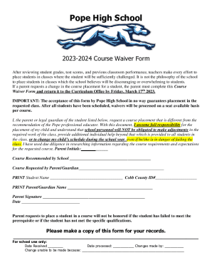 Fillable Online 2023-2024 Course Waiver Form Fax Email Print - pdfFiller