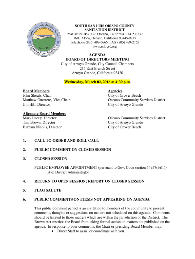 Fillable Online South San Luis Obispo County Sanitation D - MapQuest ...
