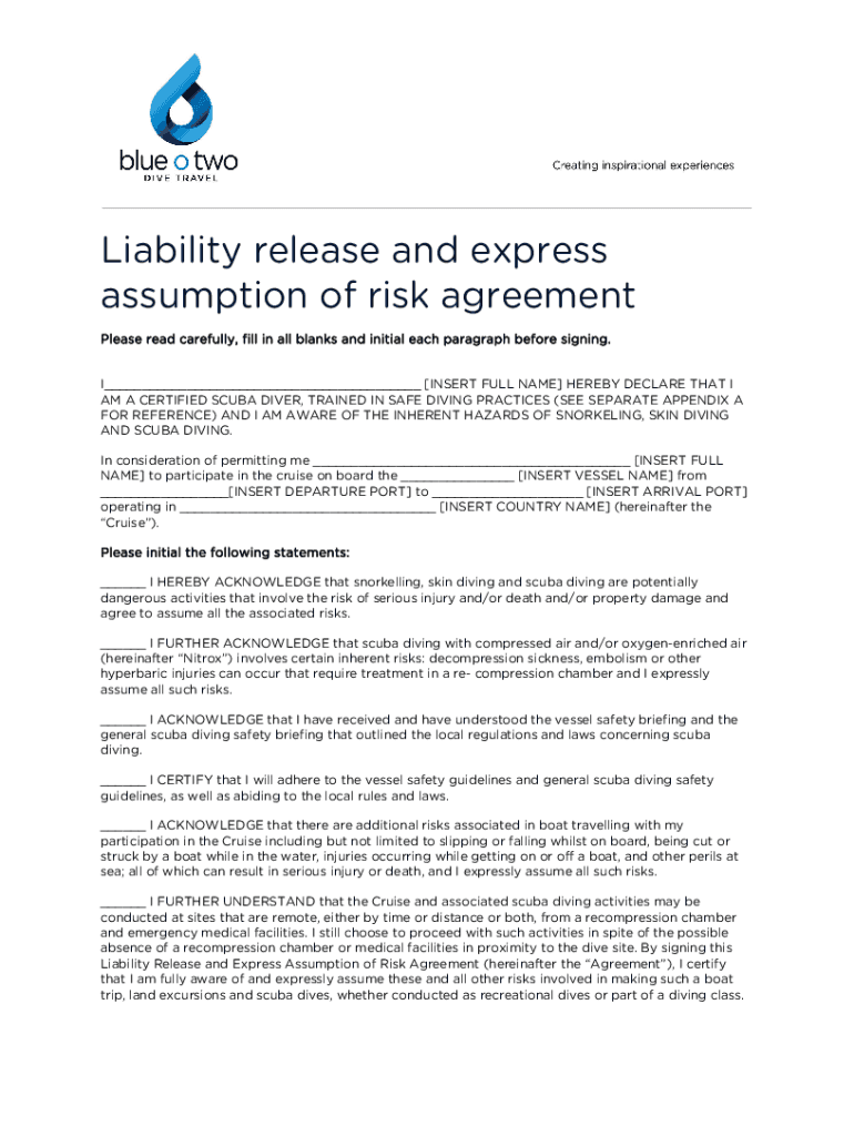 Fillable Online LIABILITY-RELEASE-AND-EXPRESS-ASSUMPTION-OF-RISK ...