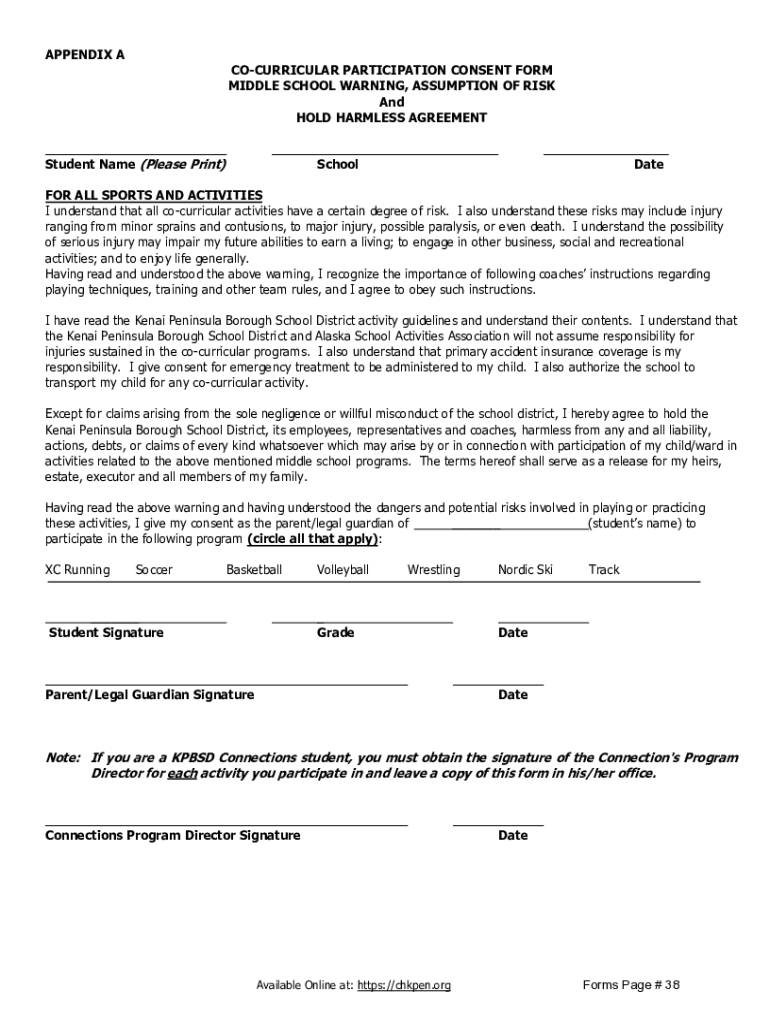 Fillable Online Co-Curricular Permission Forms - Wilmington Middle ...