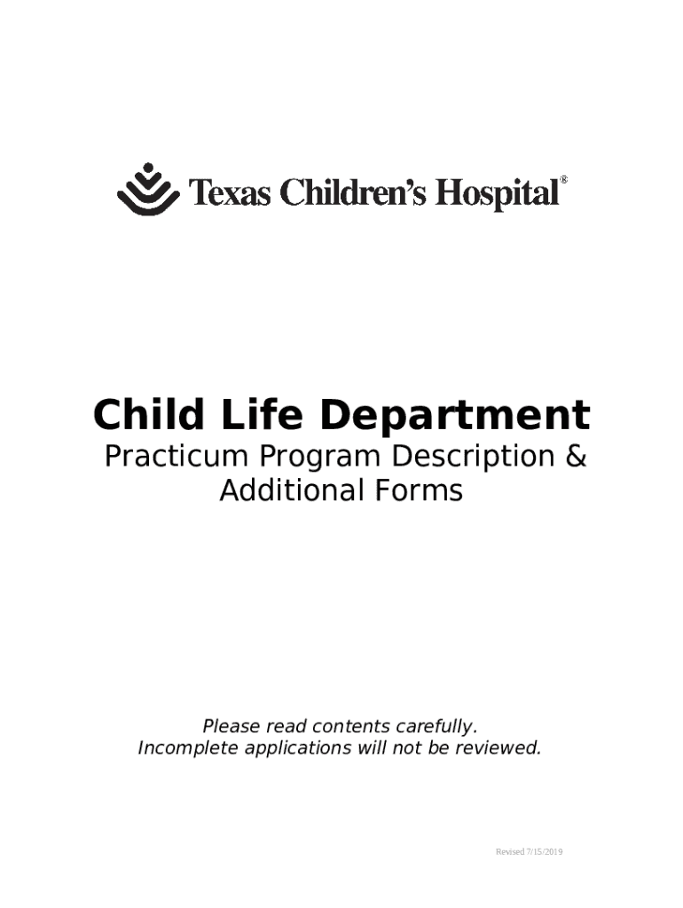 Child Life Practicum Program at Children's Hospital Colorado Doc ...