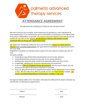 Fillable Online ATTENDANCE AGREEMENT Fax Email Print - pdfFiller
