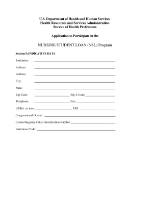 Fillable Online Application to Participate in the Nursing Student Loan ...