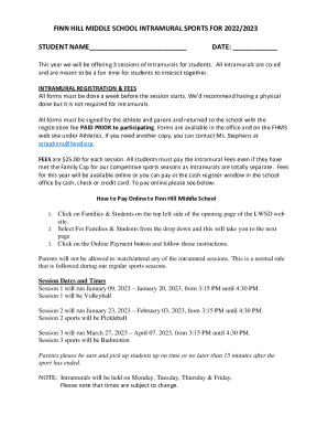 Fillable Online Activities/Athletics - Finn Hill Middle School Fax ...