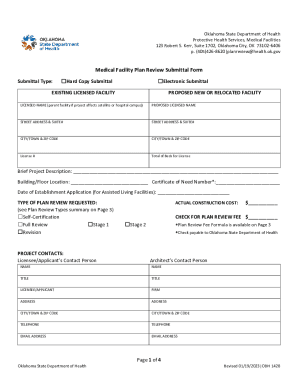 Fillable Online Medical Facility Plan Review Submittal Form - Oklahoma ...
