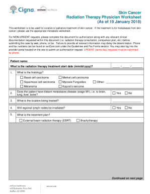 Fillable Online Skin Cancer Radiation Therapy Physician Worksheet Fax ...