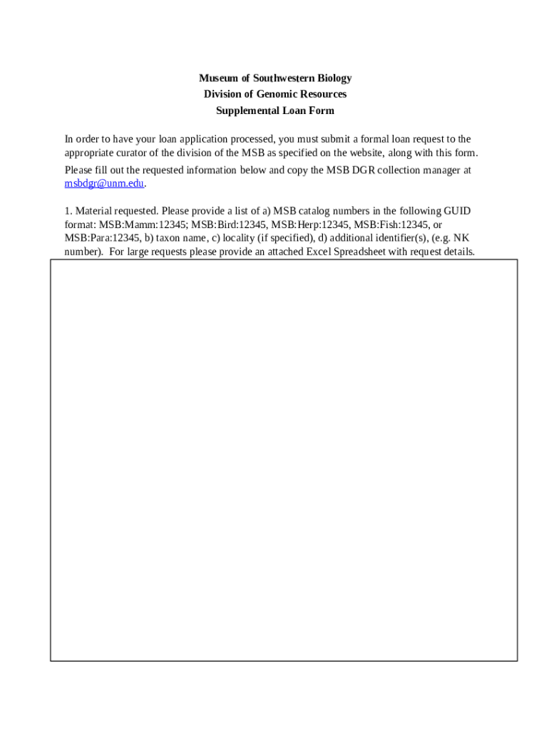 DGR supplemental loan - Museum of Southwestern Biology - msb unm Doc ...