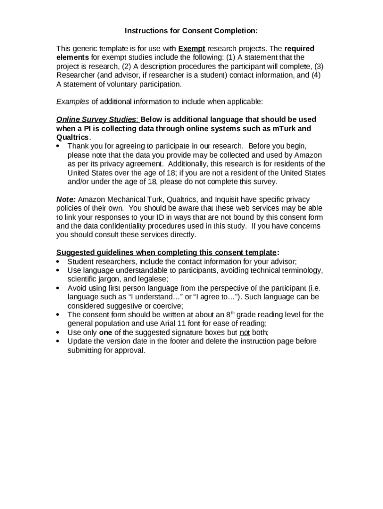 The required elements for exempt studies include the following: (1) A ...