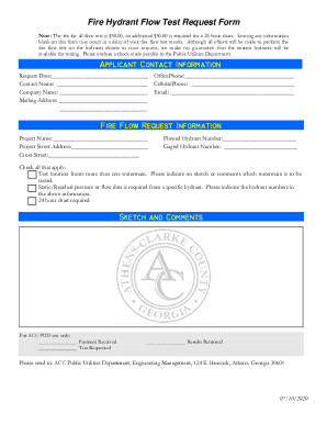 Fillable Online Fire Hydrant Flow Test Request Form Applicant Contact ...