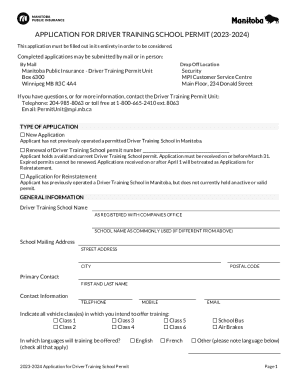 Fillable Online APPLICATION FOR DRIVER TRAINING SCHOOL PERMIT ... Fax ...