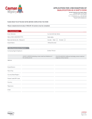 Fillable Online Cayman islandsships cook certificate marine cookery ...