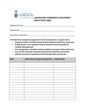 Fillable Online LABORATORY EMERGENCY EQUIPMENT INSPECTION FORM Fax ...