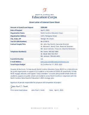 Fillable Online Grant Letter of Interest Cover Sheet Fax Email Print ...