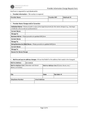 Fillable Online Provider Information Change Request Form - medicaid.pr ...