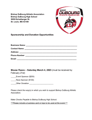 Fillable Online mouse race sponsor form Fax Email Print - pdfFiller