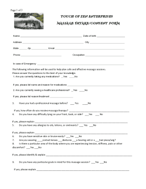 Fillable Online Massage Forms and Templates - Free PDF Downloads Fax ...