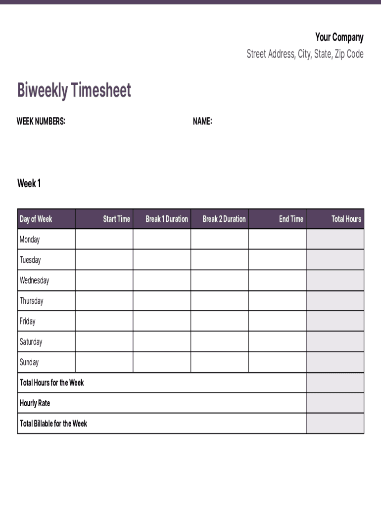Fillable Online Biweekly Timesheet Template - Google Docs Fax Email ...
