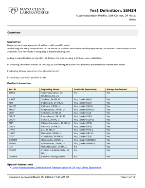 Fillable Online Urine Test: 24-Hour Analysis for Kidney Stones - Kids ...