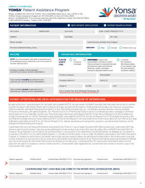 Fillable Online YONSA - Patient Assistance Program (PAP) Application ...