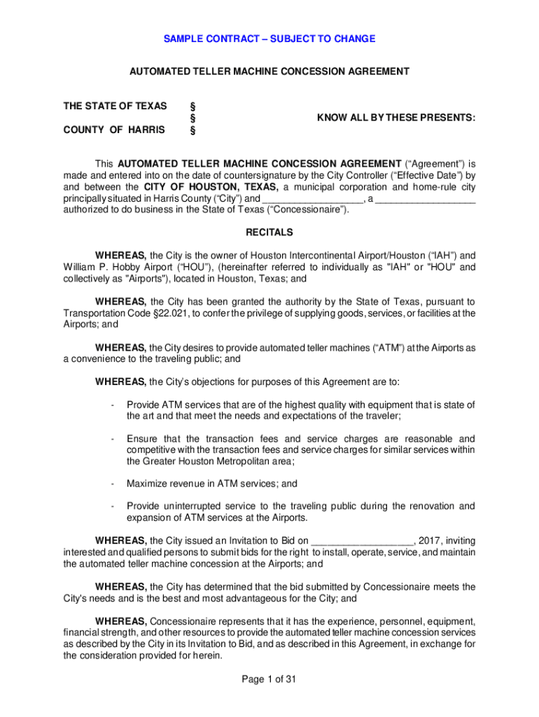 Fillable Online food and beverage concession agreement - City of ...