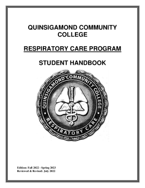 Fillable Online Respiratory Care Program - Student Handbook and ...