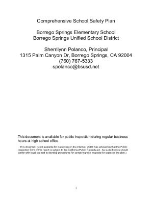 Fillable Online Comprehensive School Safety Plan Borrego Springs ...