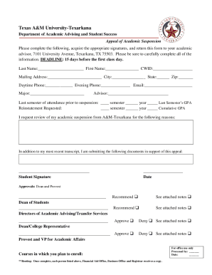 Fillable Online Appeal of Academic Suspension Fax Email Print - pdfFiller