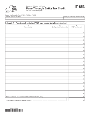 Fillable Online Form IT-653 Pass-Through Entity Tax Credit Tax Year ...