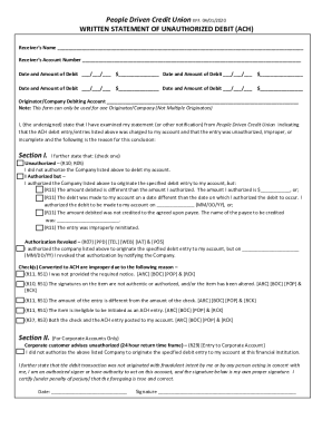 Fillable Online Written Statement of Unauthorized Debit/Credit (ACH ...