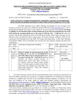 Fillable Online crpf gov 2 SCHEDULE TO ADVERTISEMENT/NOTICE OFFICE ...