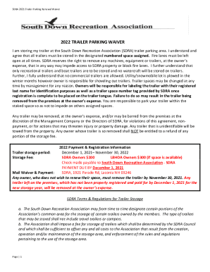 Fillable Online WRMA Trailer and RV Parking Waiver & Registration Form ...